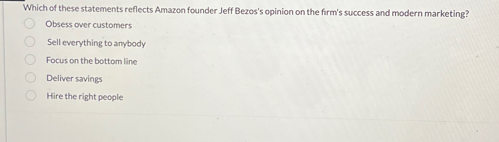 Solved Which of these statements reflects Amazon founder | Chegg.com