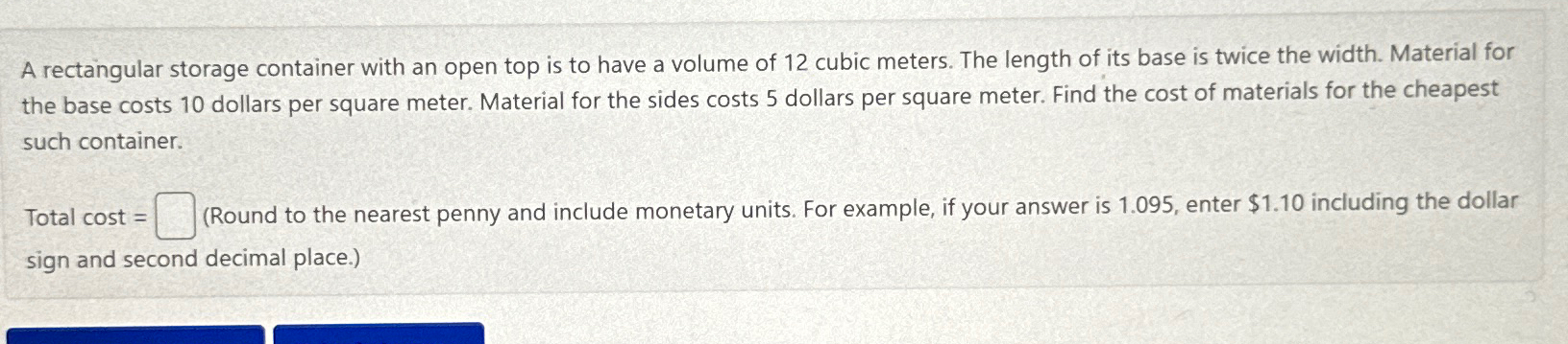 Solved A rectangular storage container with an open top is | Chegg.com