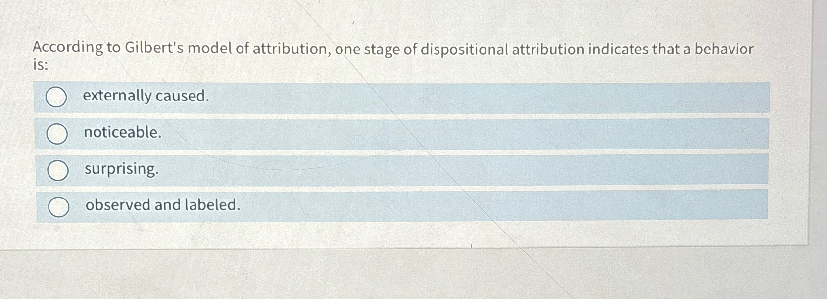 Solved According to Gilbert's model of attribution, one | Chegg.com