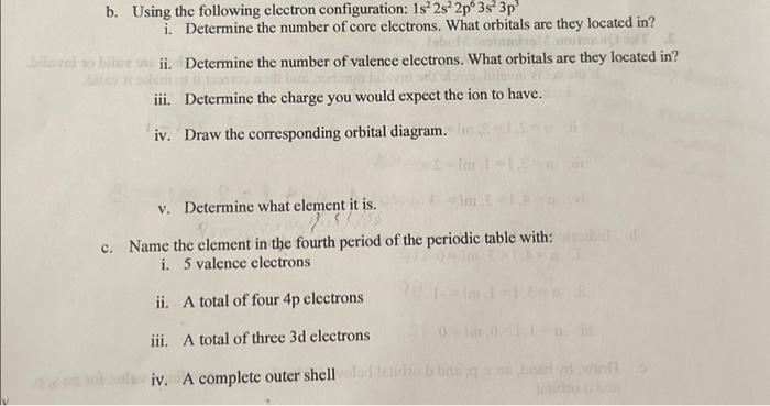 Solved b. Using the following electron configuration: | Chegg.com