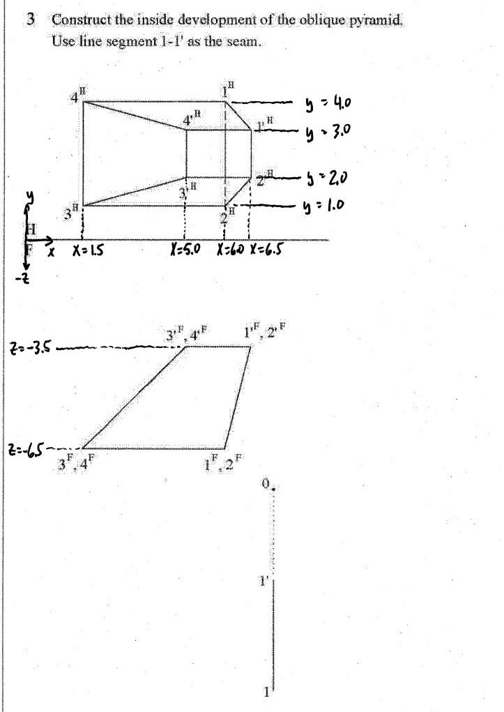 Solved 3 Construct the inside development of the oblique | Chegg.com