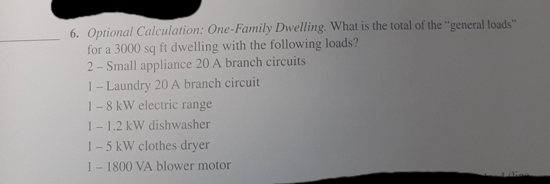 Solved 6. Optional Calculation: One-Family Dwelling. What is | Chegg.com