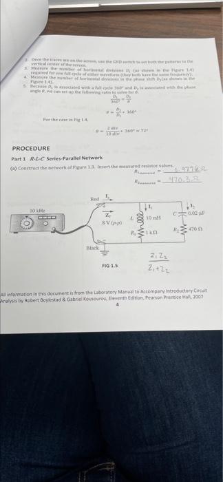 SERIES-PARALLEL SINUSOIDAL CIRCUITS OBJECTIVES 1. | Chegg.com