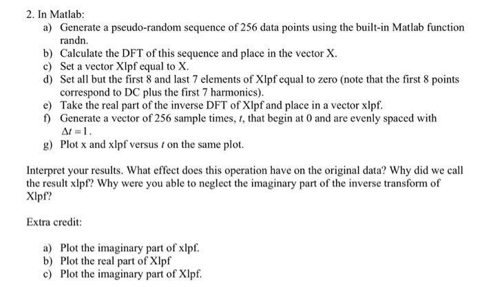 2 In Matlab A Generate A Pseudo Random Sequence Of 