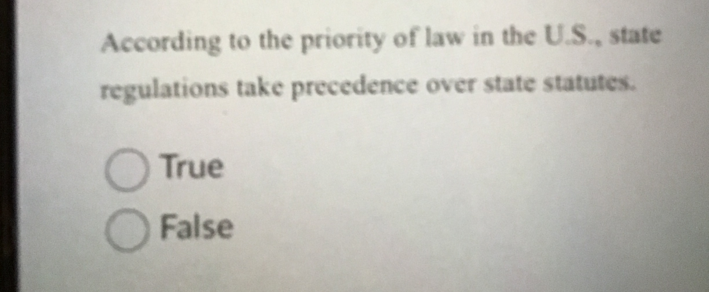 Solved According to the priority of law in the U.S., ﻿state | Chegg.com