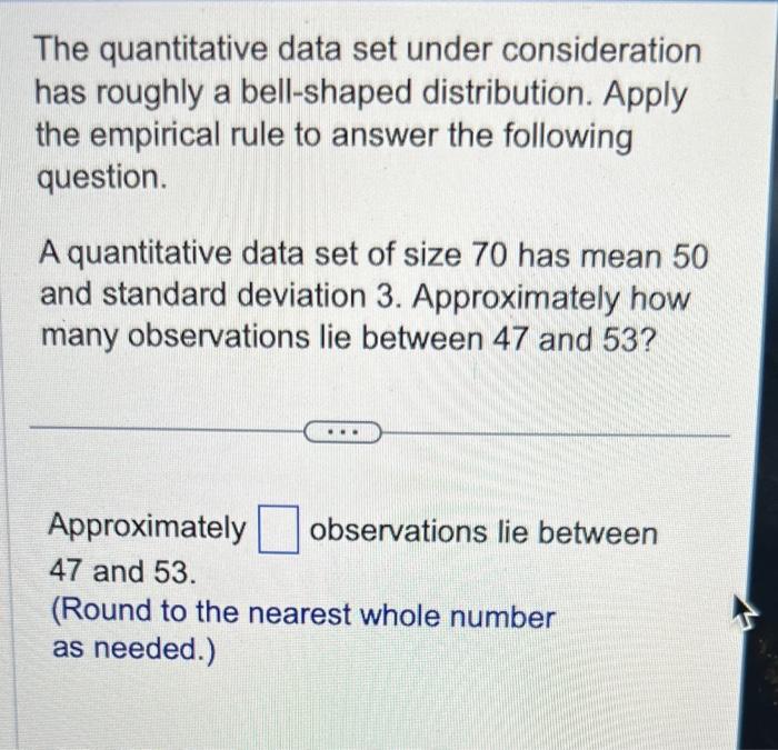 Solved The quantitative data set under consideration has | Chegg.com