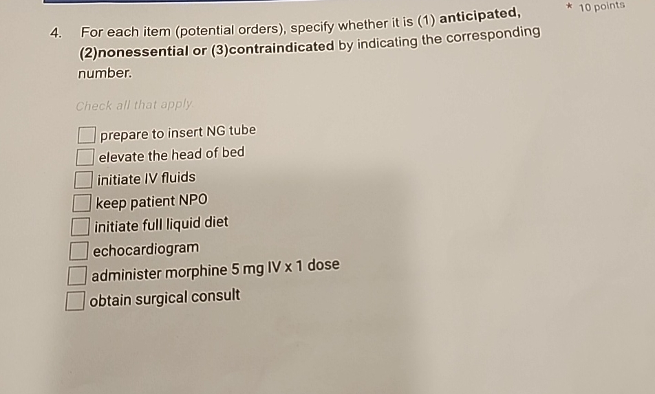 Solved For each item (potential orders), ﻿specify whether it | Chegg.com