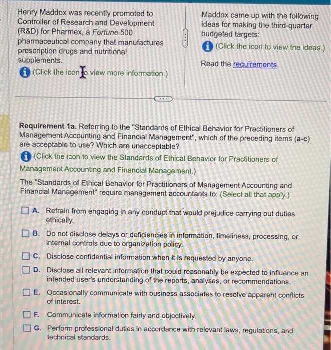 Solved Henry Maddox was recently promoted to Controller of | Chegg.com