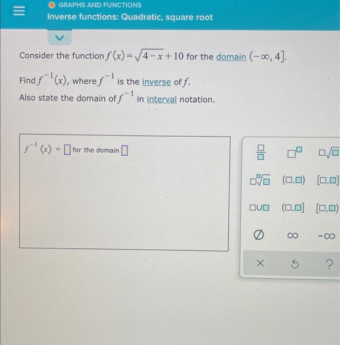 Solved GRAPHS AND FUNCTIONS = Inverse functions: Quadratic, | Chegg.com