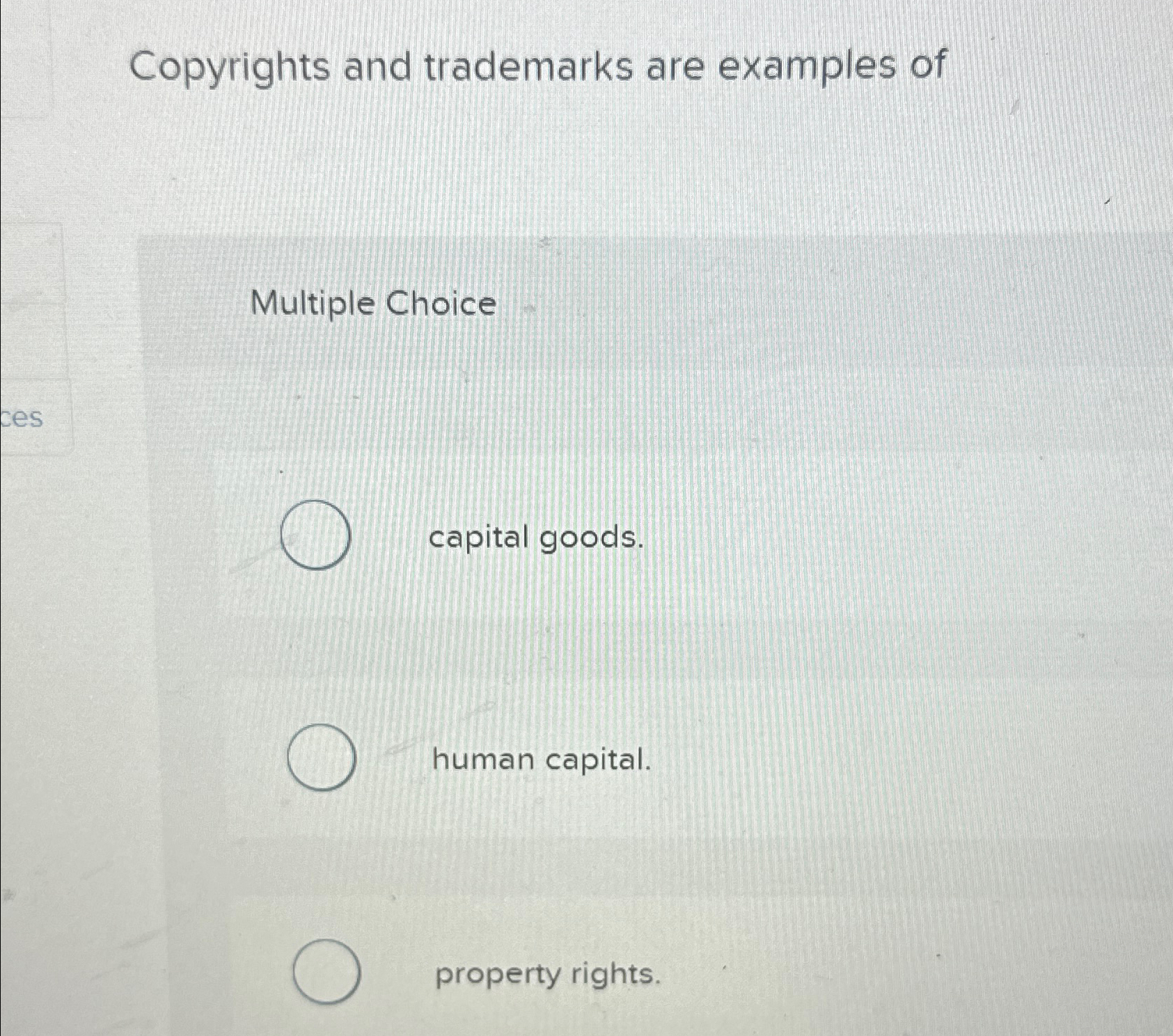 Solved Copyrights and trademarks are examples ofMultiple | Chegg.com