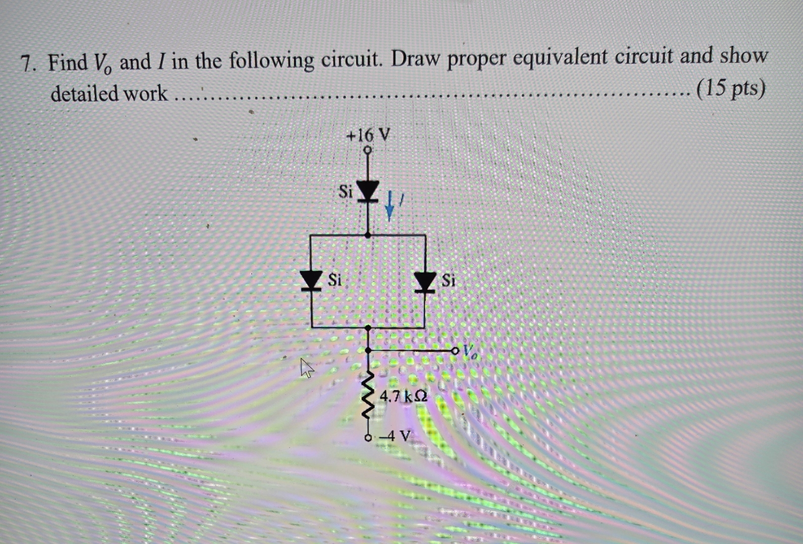 Solved Find Vo ﻿and I in the following circuit. Draw proper | Chegg.com