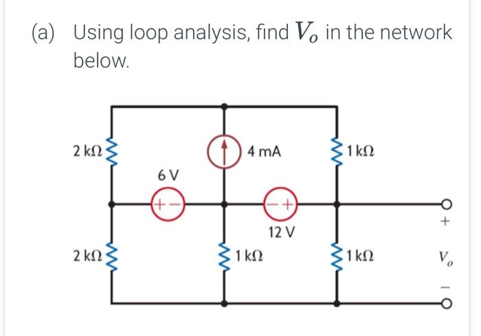 Solved (a) Using loop analysis, find V. in the network | Chegg.com