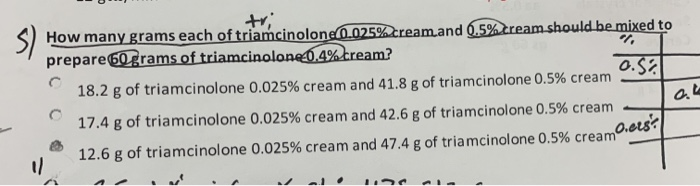 Solved How many grams each oftriamcinolone 0.025% cream and | Chegg.com