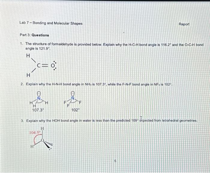 Solved 1. The structure of formaldehyde is provided below. | Chegg.com