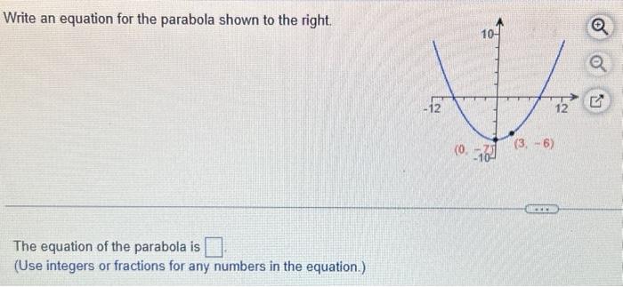 Solved Write an equation for the parabola shown to the | Chegg.com