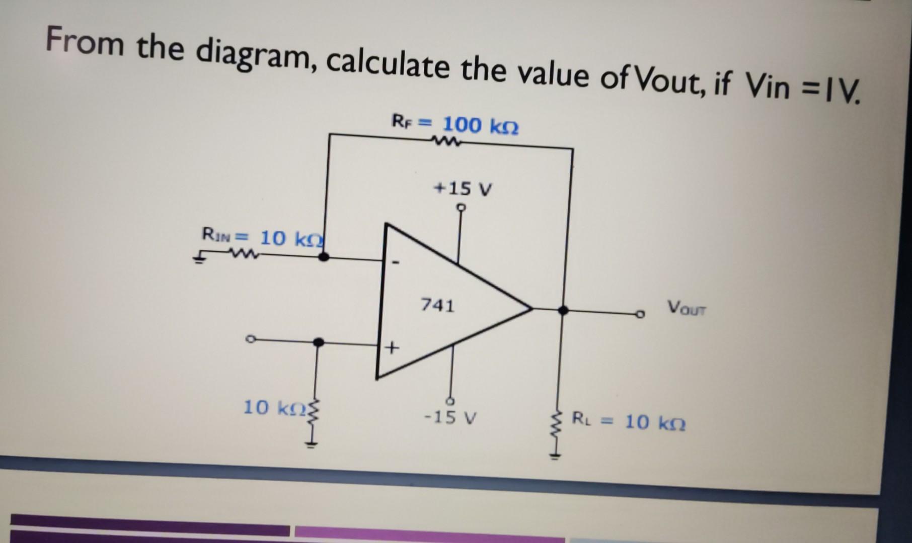 Solved From the diagram, calculate the value of Vout, if Vin | Chegg.com