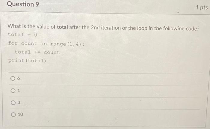 Solved What is the value of total after the 2 nd iteration | Chegg.com