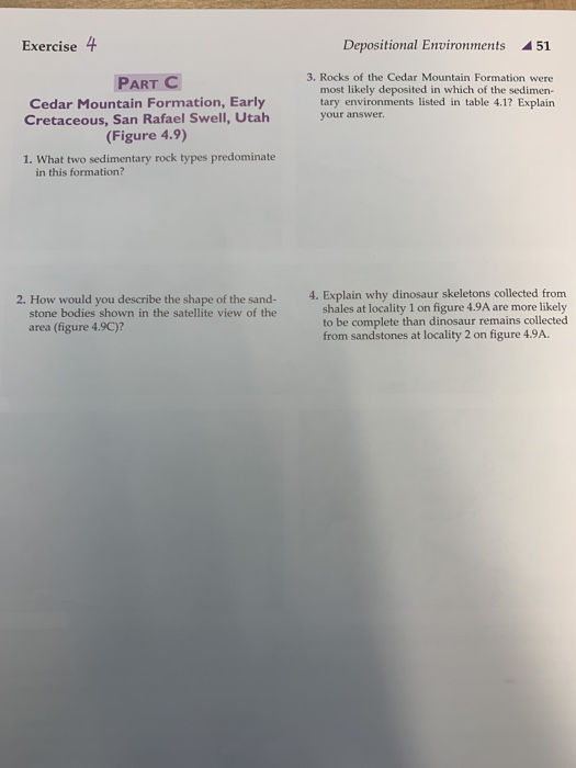 Solved Exercise 4 Depositional Environments 51 3. Rocks of | Chegg.com