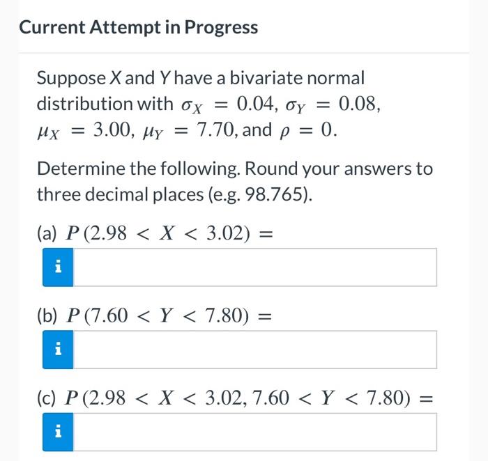 Solved Current Attempt in Progress Suppose X and Y have a | Chegg.com
