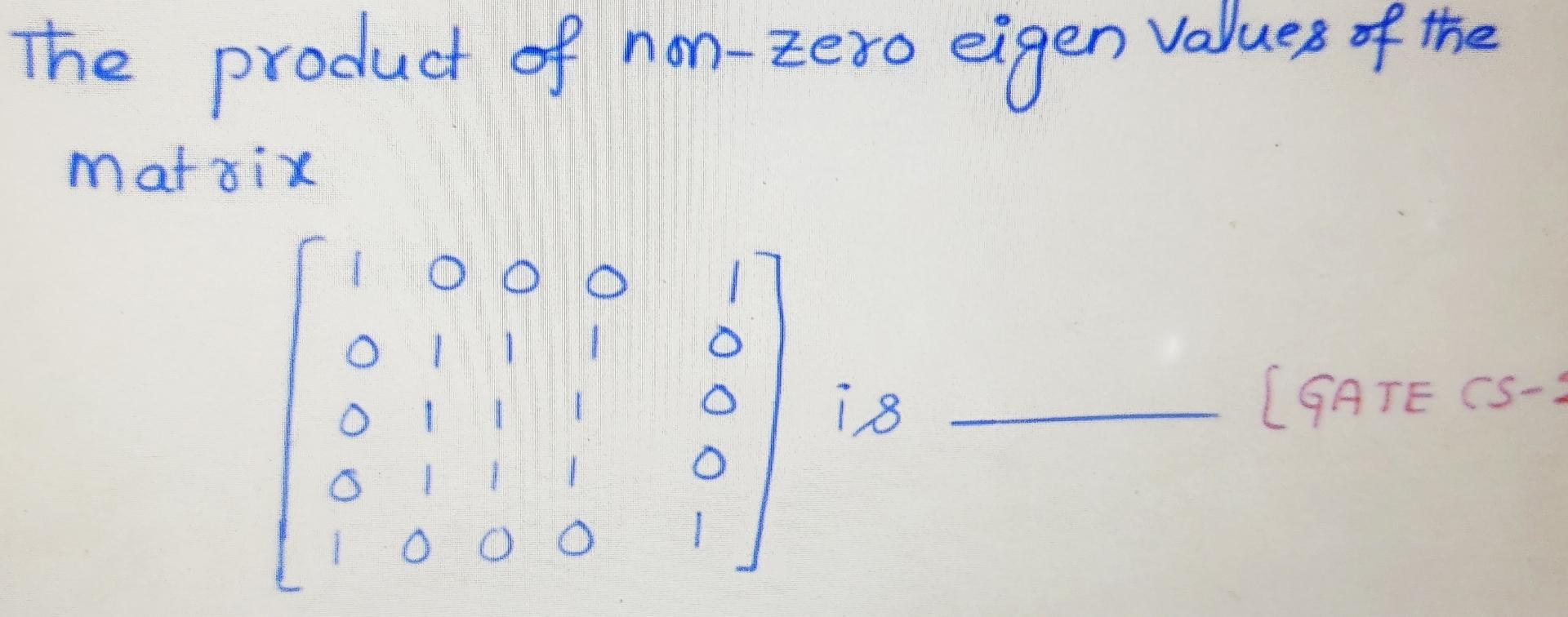 Solved The product of non-zero eigen values of the | Chegg.com