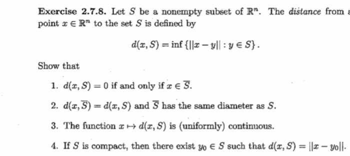 Solved Exercise 2.7.8. Let S be a nonempty subset of R". The | Chegg.com
