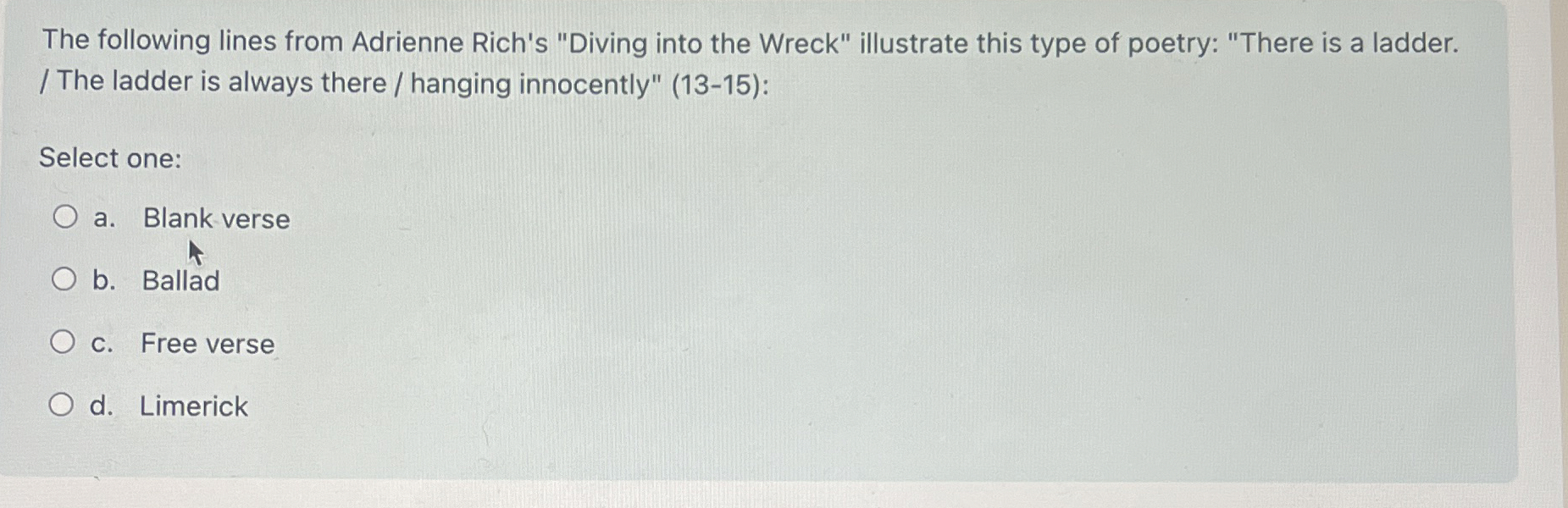 The following lines from Adrienne Rich's "Diving into | Chegg.com