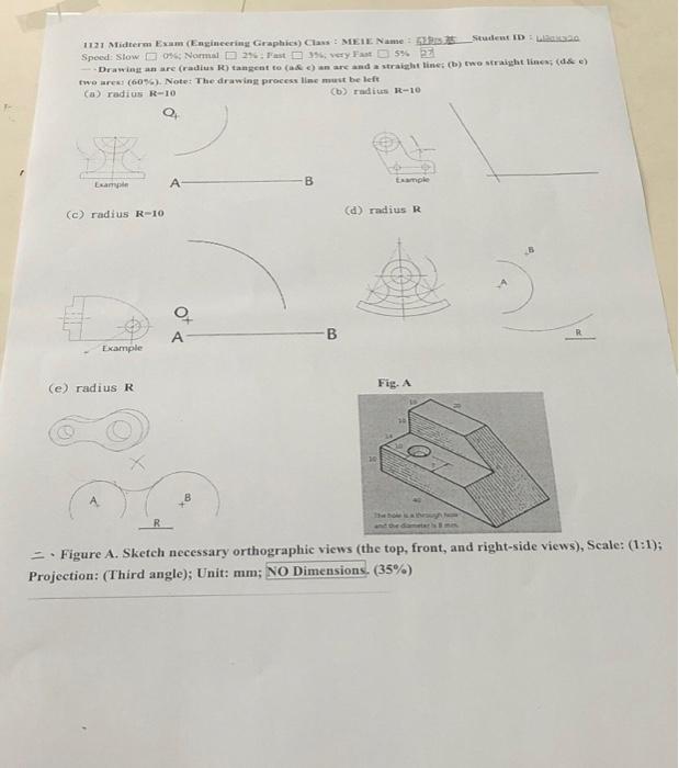 1121 Midterm Exam (Engineering Graphics) Class : MEIE | Chegg.com