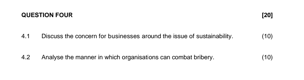 Solved QUESTION FOUR[20]4.1 ﻿Discuss the concern for | Chegg.com