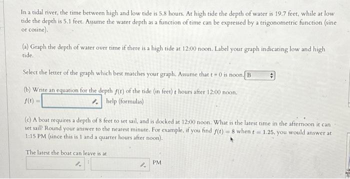 In a tidal river, the time between high and low tide | Chegg.com