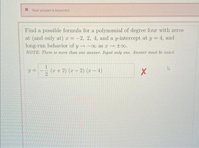 Solved Find a possible formula for a polynomial of degree | Chegg.com