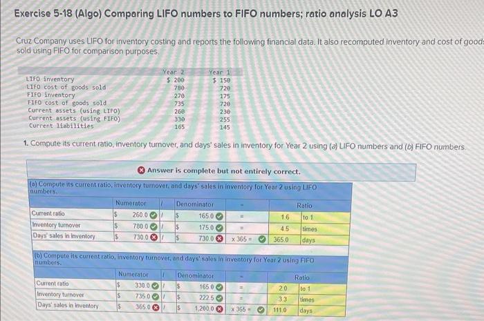 Solved Exercise 5-18 (Algo) Comparing LIFO numbers to FIFO | Chegg.com