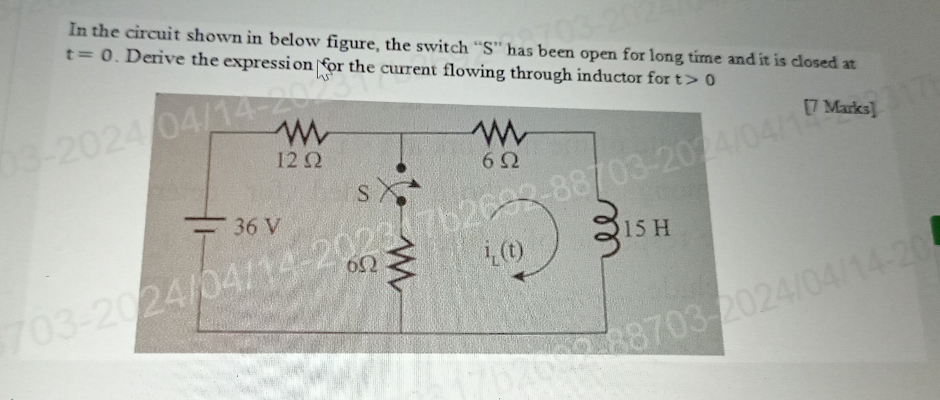 Solved In the circuit shown in below figure, the switch | Chegg.com