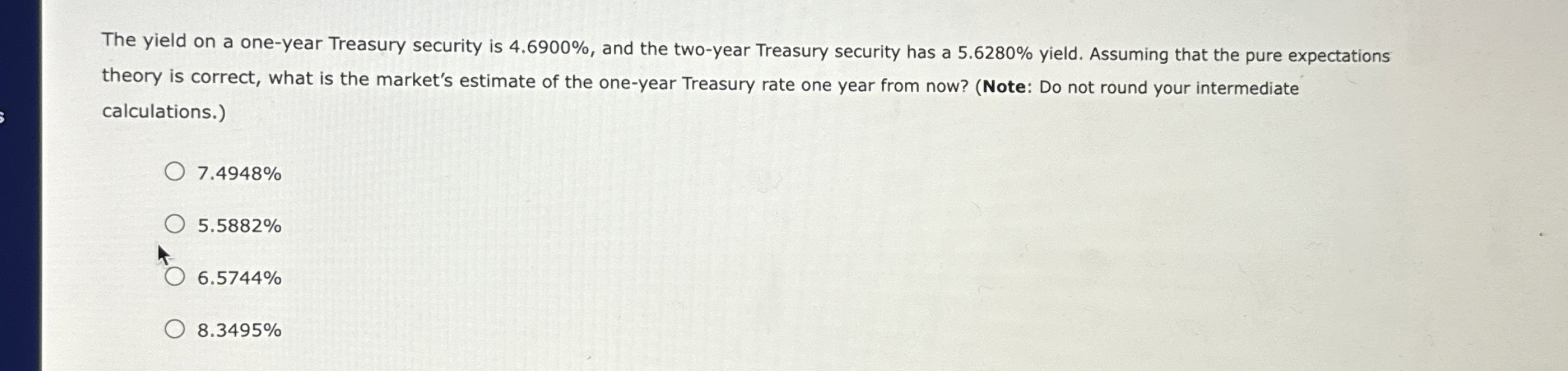 Solved The yield on a one-year Treasury security is 4.6900%, | Chegg.com