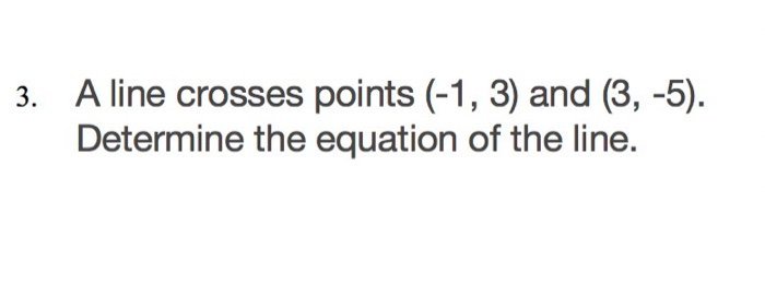 Solved 3. A line crosses points (-1, 3) and (3,-5). | Chegg.com