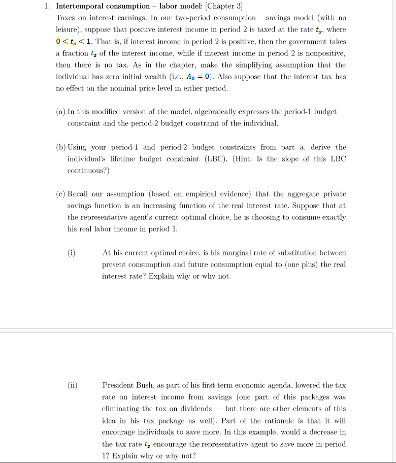 Solved Intertemporal consumption - ﻿labor model: [Chapter | Chegg.com