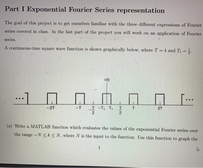 Solved Part I Exponential Fourier Series representation The | Chegg.com