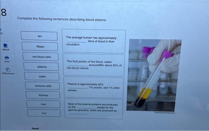 Solved Complete the following sentences describing blood | Chegg.com
