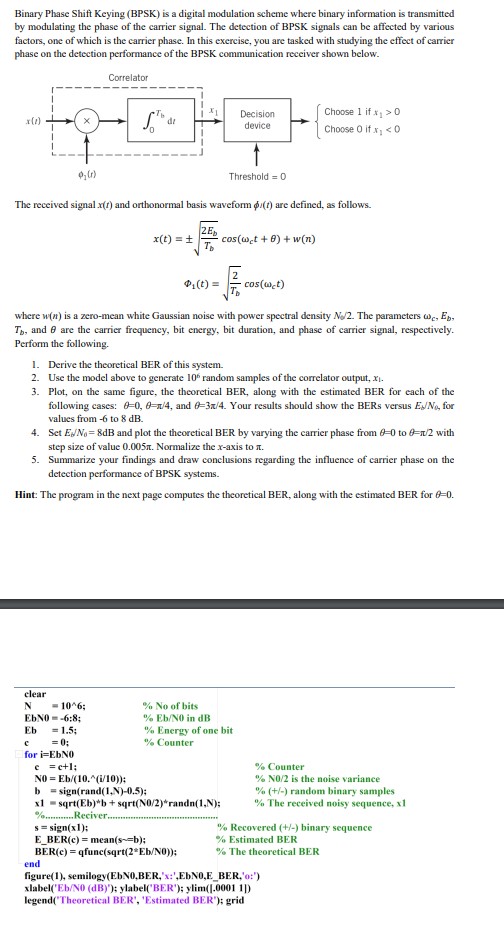 Binary Phase Shift Keying (BPSK) ﻿is a digital | Chegg.com