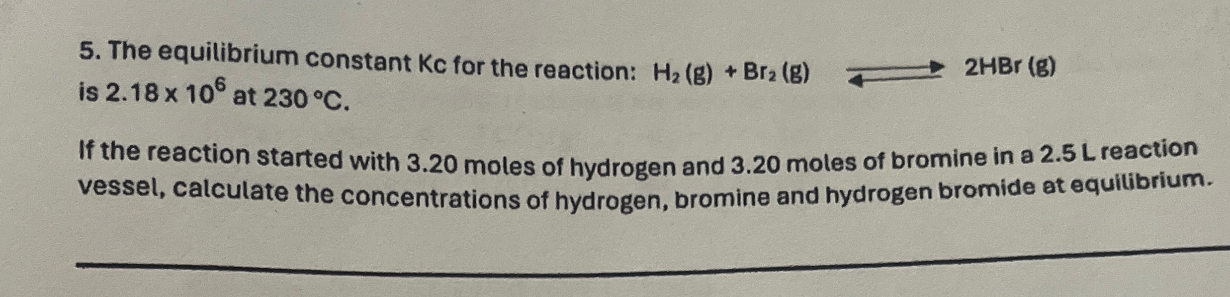 Solved The equilibrium constant Kc for the reaction: | Chegg.com