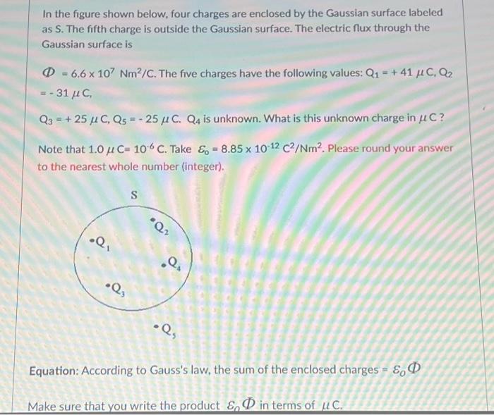 Solved In the figure shown below, four charges are enclosed | Chegg.com