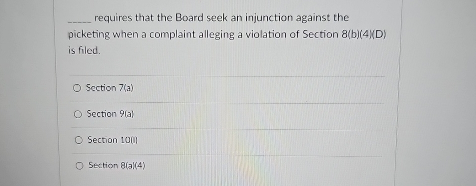 Solved requires that the Board seek an injunction against | Chegg.com