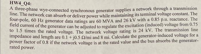 Solved A three-phase wye-connected synchronous generator | Chegg.com