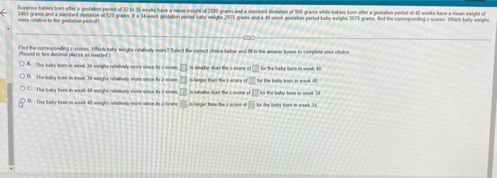 Solved reore relative to the gestation period? | Chegg.com