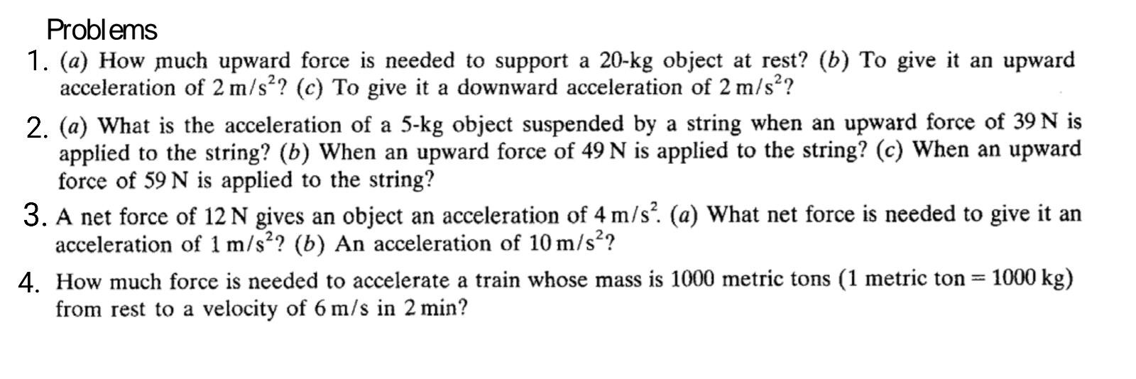 Solved Problems 1. (a) How much upward force is needed to | Chegg.com