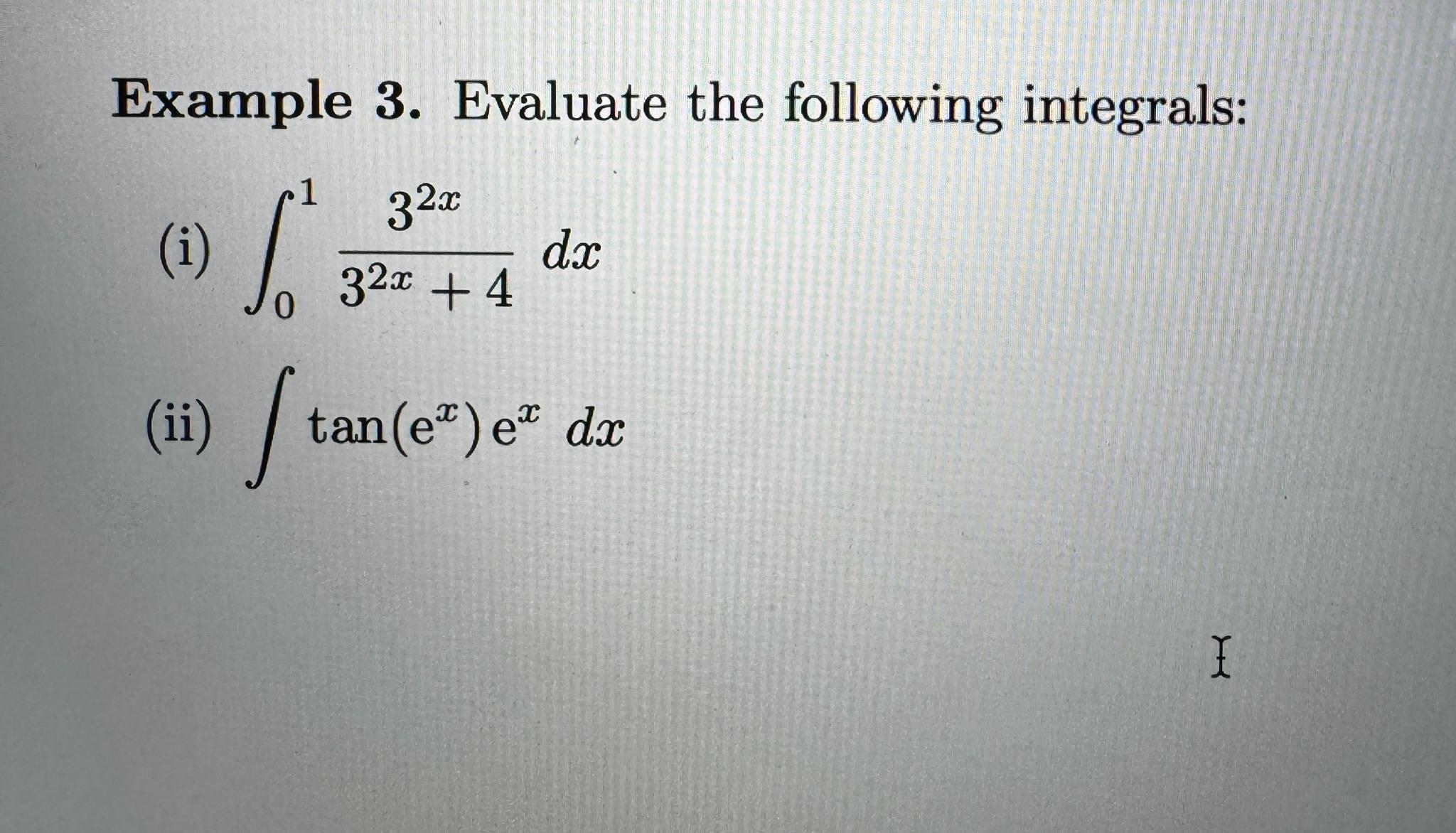 Solved Example 3. ﻿Evaluate the following | Chegg.com