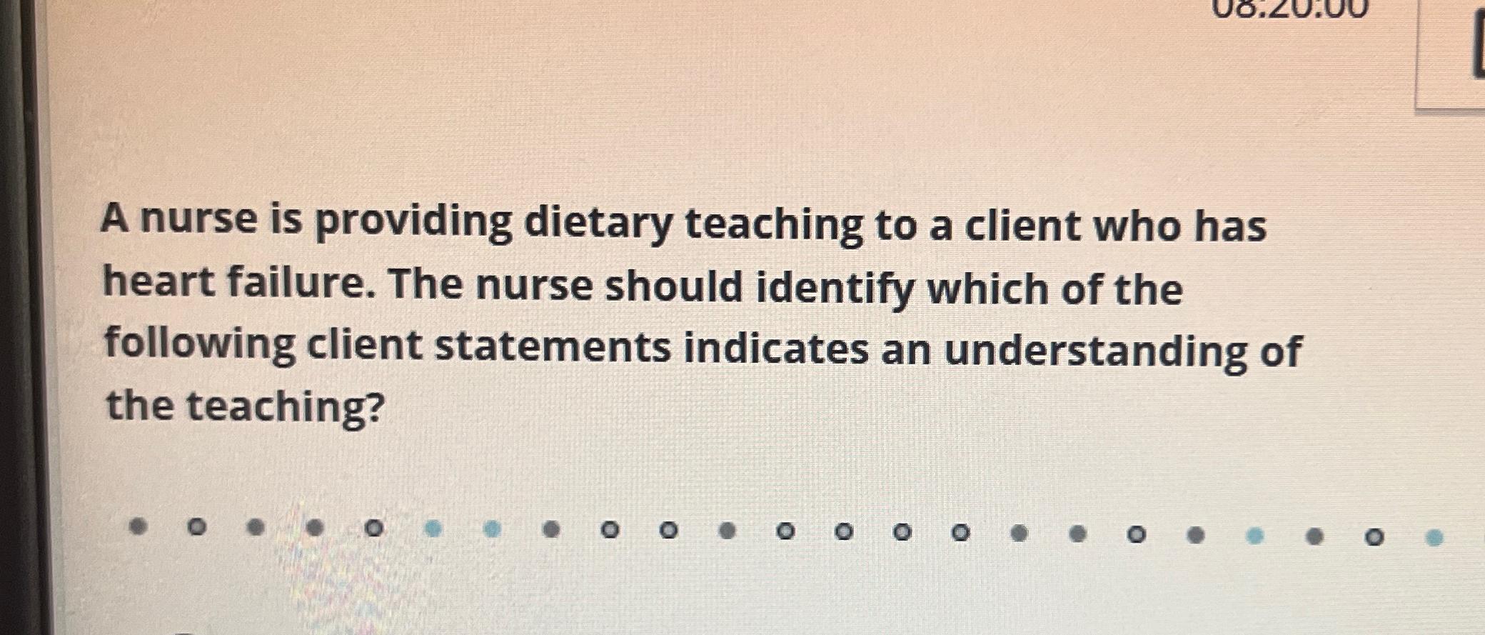 Solved A nurse is providing dietary teaching to a client who | Chegg.com Solved A nurse is providing dietary teaching to a client who | Chegg.com
