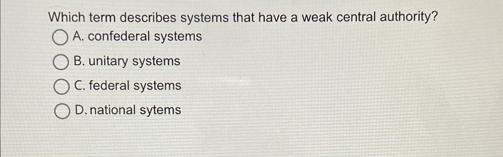 Solved Which term describes systems that have a weak central | Chegg.com