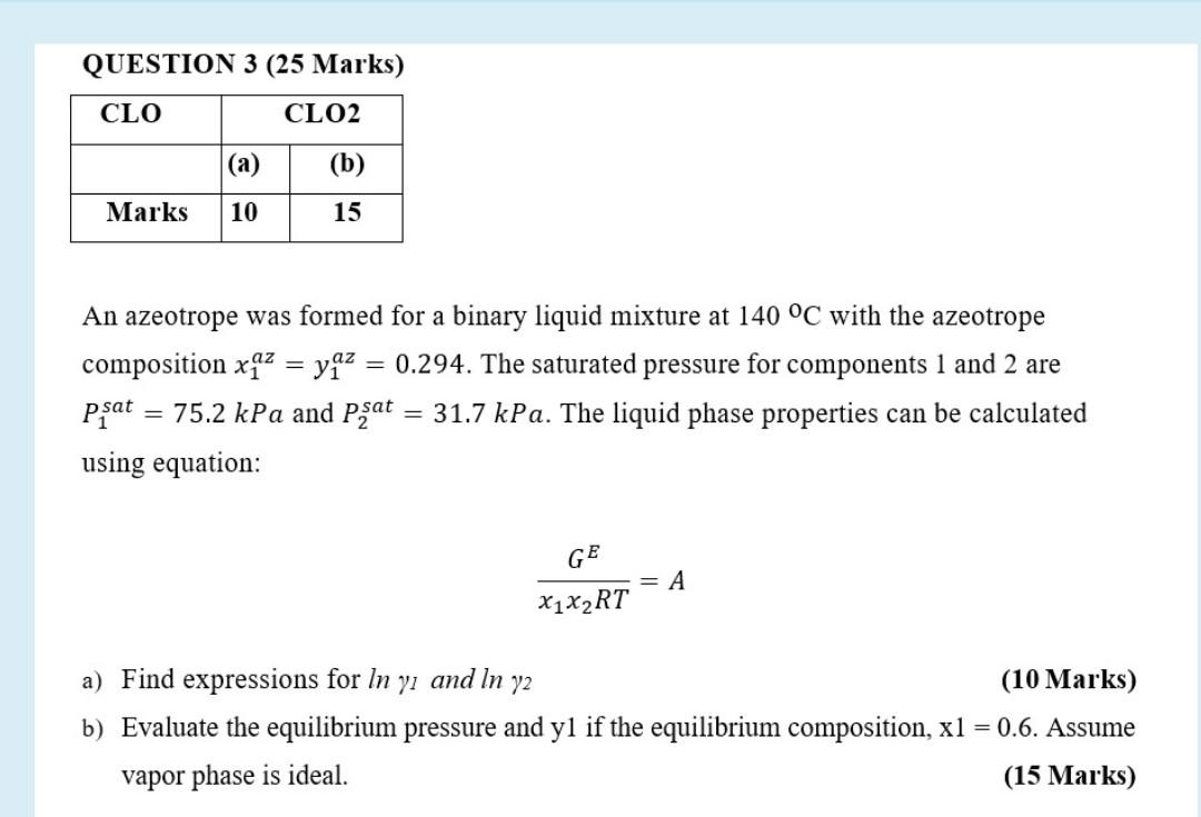 Solved QUESTION 3 (25 Marks) CLO CLO2 (a) (b) Marks 10 15 — | Chegg.com