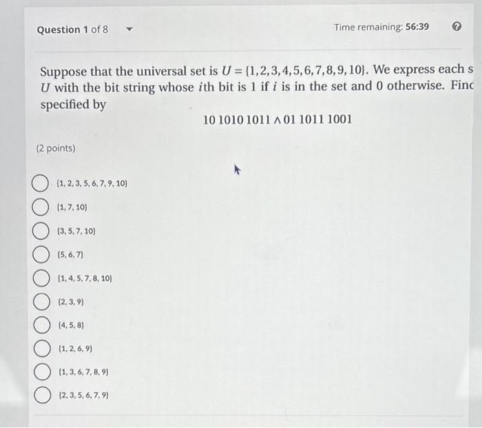 Solved Suppose that the universal set is | Chegg.com