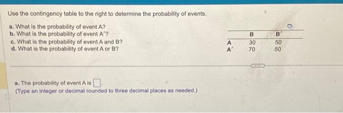Solved Use the contingency table to the right to determine | Chegg.com